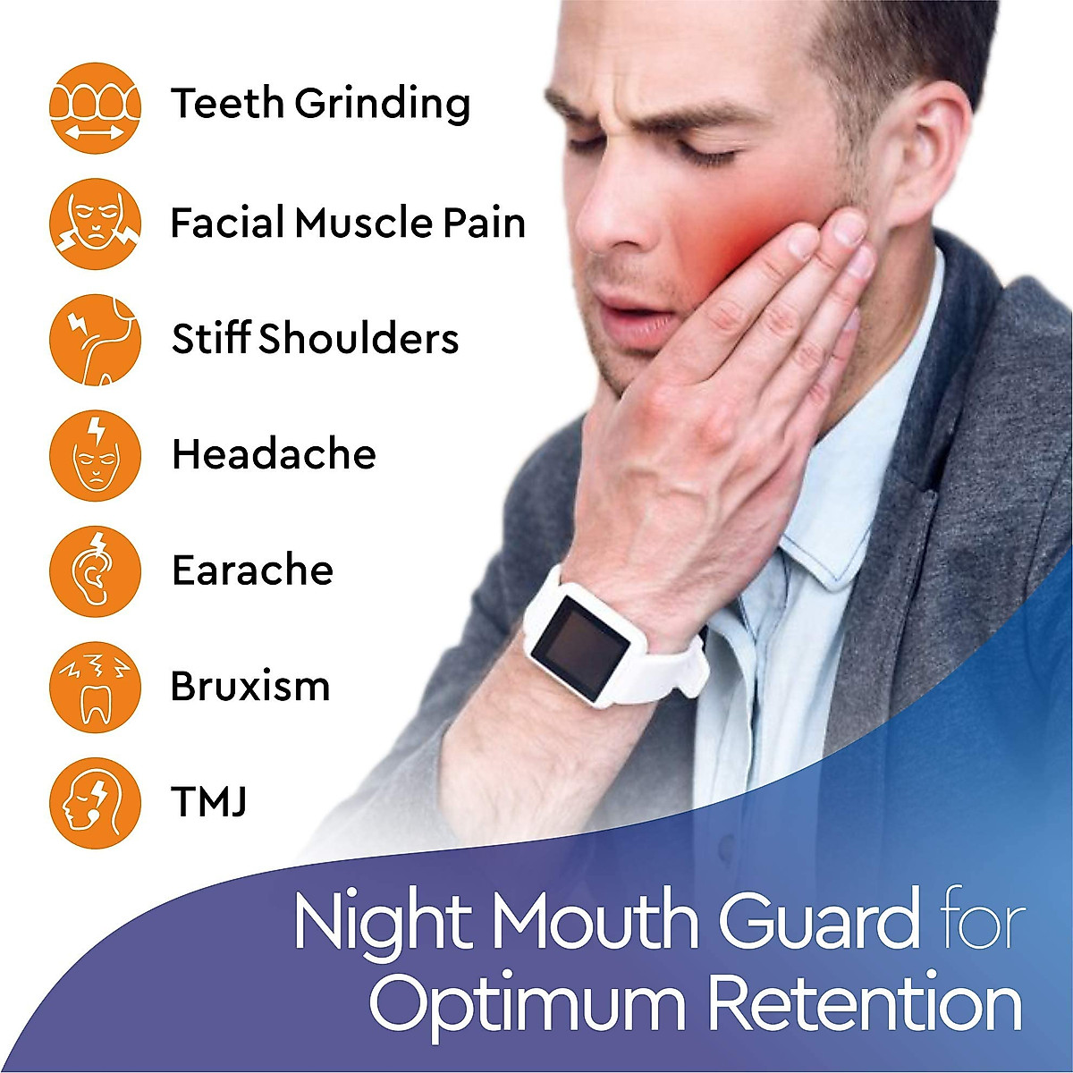 Professional Mouth Guard for Grinding Teeth - 2 Sizes 4 Pieces Mouthguard, Moldable Night Guards for Teeth Grinding, Night Guard for Bruxism & Teeth Clenching - Dental Guard Case