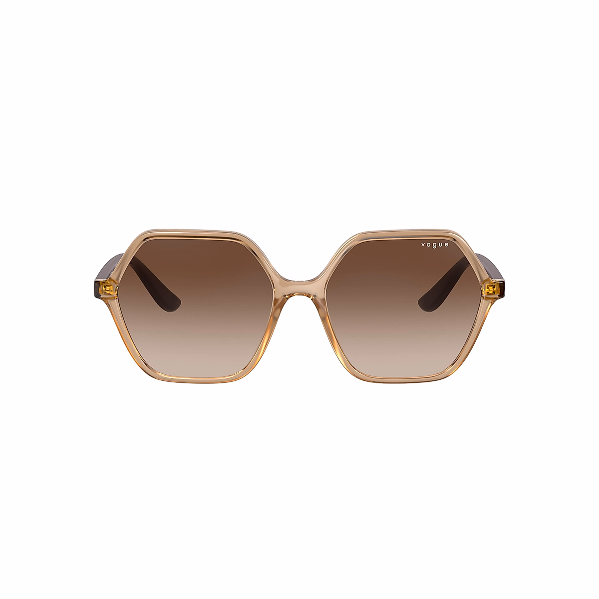 Vogue Eyewear Women's VO5361S Hexagonal Sunglasses, Transparent Caramel/Brown Gradient, 55 mm