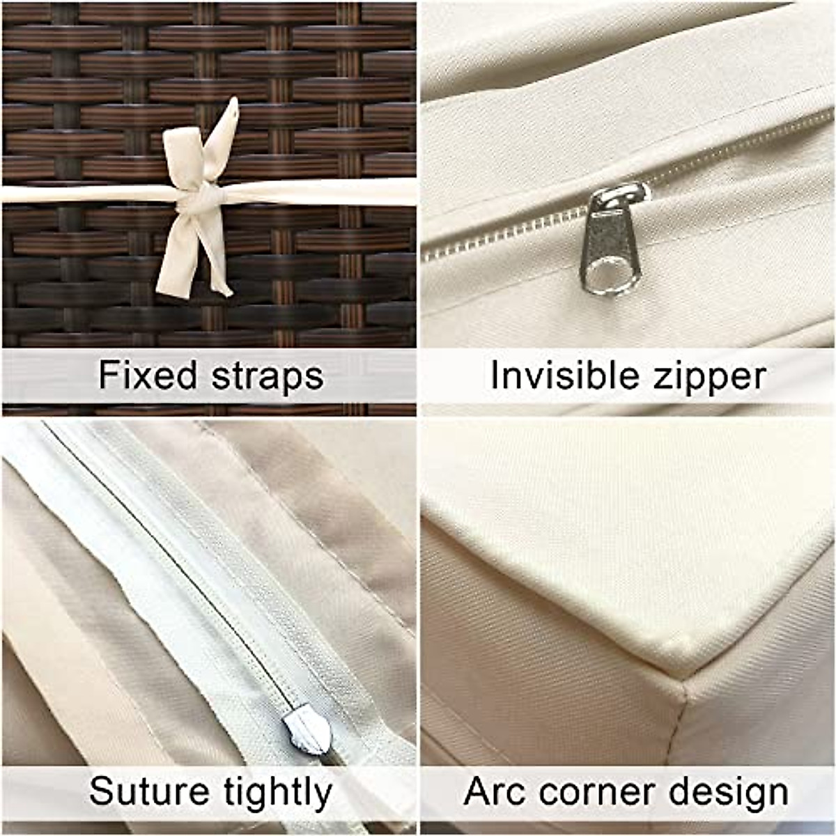 Qaworci Outdoor Cushion Slipcovers, Waterproof Patio Cushion Covers Replacement, Washable Patio Cushion Covers, Cushion Covers for Patio Furniture with Zipper (Beige)