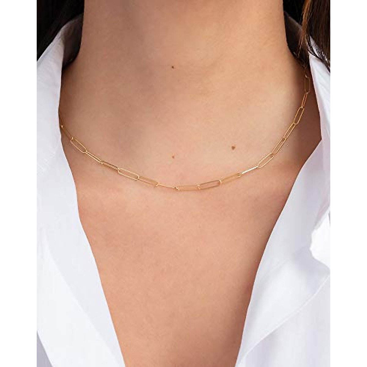 PORI JEWELERS .925 Sterling Silver 3mm Paperclip Chain Necklace For Women - Choose Your Color - 16"-20", and12.5 + 3" Extension (Silver, 16)