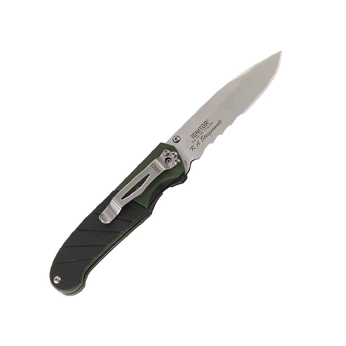 COLUMBIA RIVER KNIFE & TOOL Ignitor EDC Folding Pocket Knife: Assisted Opening Everyday Carry, Serrated Edge Blade, Veff Serrations, Thumb Stud, Liner Lock, G10 Handle, Pocket Clip 6855