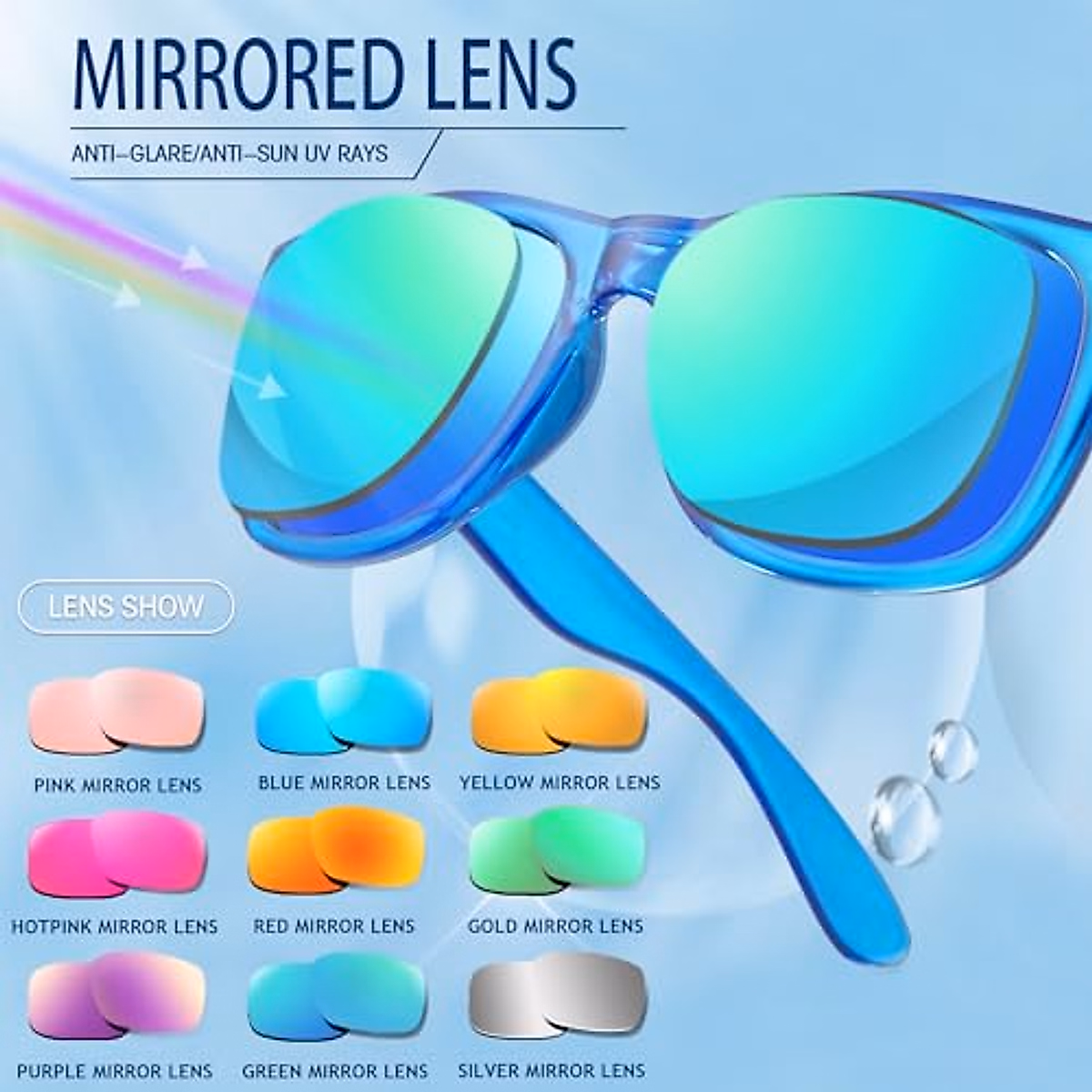 Pibupibu 10 Pack Neon Party Sunglasses Bulk, Wholesale Retro 80s Clear Colorful Mirrrored Lens Sunglasses Party Favors