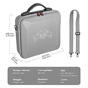 Mini 3 Pro Case, Waterproof PU Leather Carrying Case for DJI Mini 3 /DJI Mini 3 Pro/DJI Mini 4 Pro and Accessories, RC-N1 /N2Non-Screen Controller Combo with Shoulder Strap