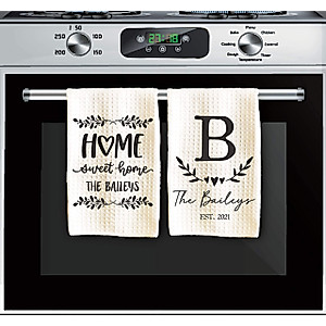 CANARY ROAD Couple Two Towel Set | Personalized Waffle Weave Kitchen Towel | Housewarming Gift | Wedding Gift | Personalized Dish Towel | Engagement Gift