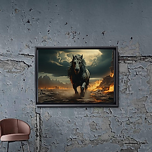 Majestic Black Stallion Galloping In The Clouds, Black Horse On Salt Flats, Canvas Print, Black Horse Print, Black Horse Wall Art, Canvas Prints, Wall Decor