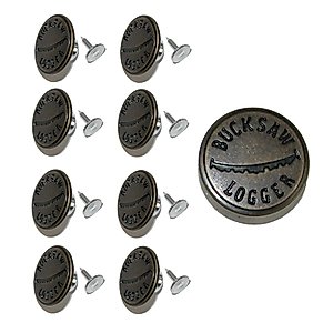 Welch Suspender Buttons Metal Rivet for Jeans, Pants, Button-end Suspenders - Button Tack Replacement and Repair - Bronze, 1 Pack of 8 Logger Buttons