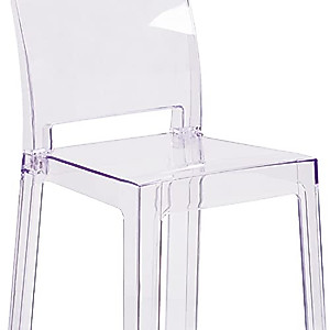 Flash Furniture 4 Pack Ghost Counter Stool with Square Back in Transparent Crystal