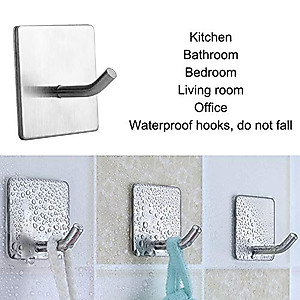 Tysun 6 Pack Self Adhesive Hooks Heavy Duty for Kitchen Bathroom Stick on Hooks for Hanging Towel Hangers Coat Hooks for Bathroom Door Adhesive