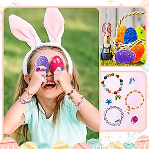 Aviski 12Pcs Easter Surprise Eggs with Cute Bracelet & Ring Inside for Easter Theme Party Favors, Supplies for Easter Egg Hunt, Basket Stuffers/Fillers, Classroom Prize Supplies Toddler Boys Girls