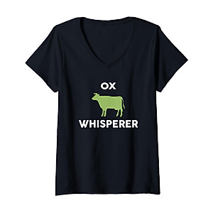 Womens OX Whisperer T-Shirt Novelty OXS V-Neck T-Shirt