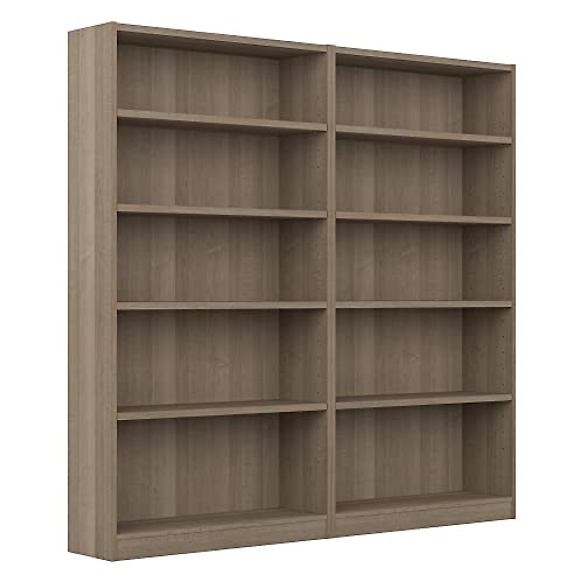 Bush Furniture Universal Tall 5 Shelf Bookcase in Natural Cherry - Set of 2
