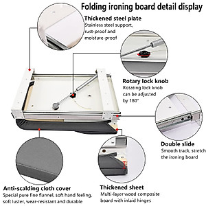 AKOZLIN Retractable Pull Out Ironing Board Closet Sliding Out Swivel Iron Board Mounted in Drawer with Heat Resistant Ironing Cover, Board Size: 31.88"*13", Gray