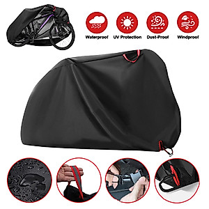 BAHULA Bike Cover Outdoor Storage Waterproof, 210D Heavy Duty Bicycle Cover, Mountain Road Bike Cover with Lock Holes - Dust, Rust, and UV Protection,Black,190X65X98cm