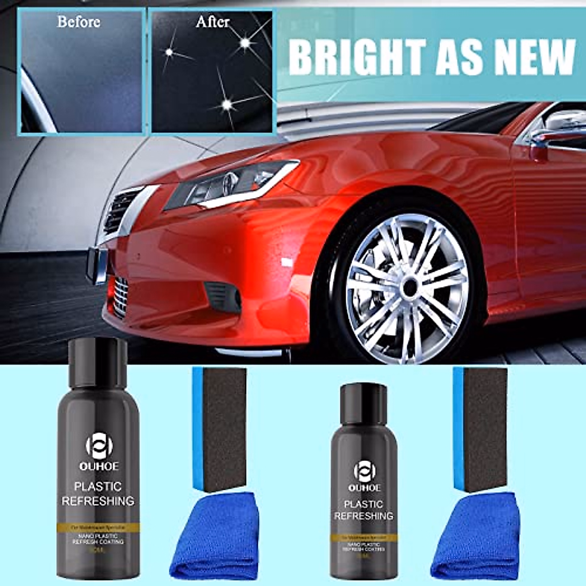 Plastic Revitalizing Coating Agent, Nano Plastic Refreshing Coating, Plastic Parts Refurbish Agent for Car, Automotive Interior Cleaning Retreading Agent, Effective Restoration (30ml-1Pcs)