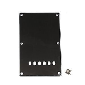 Musiclily 6 Hole Guitar Back Plate Tremolo Cavity Cover Backplate for China Made Squier Guitar Parts,3Ply Black