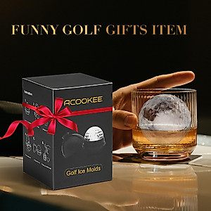 ACOOKEE Novelty Golf Ball Ice Maker Mold Set of 2, Funny Golf Gifts for Men Golfers, 2.5" Large Sphere Round Ice Cube Molds for Whiskey, Bourbon, Cocktails