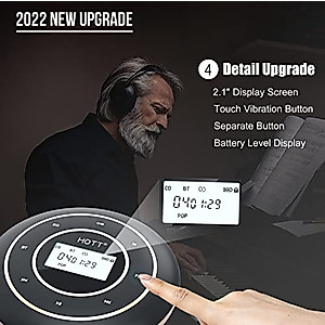 HOTT C105 Portable CD Player with HiFi Bluetooth 5.0 and FM Transmitter,Rechargeable 1800mAh with Touch Vibration Button and 2.1" LCD Screen Aux for Car Audio Radio and Home Wireless Headset Speaker