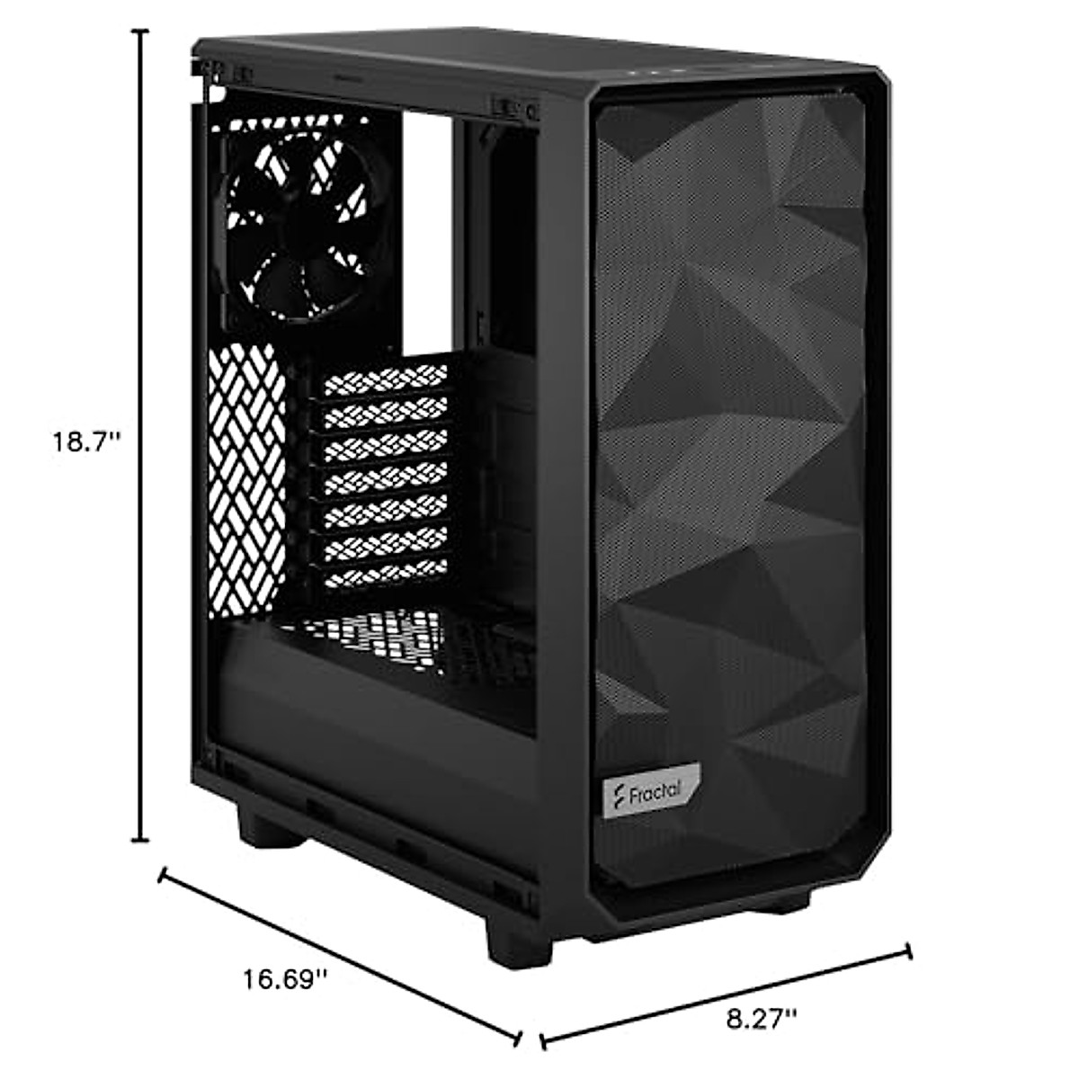 Fractal Design Meshify 2 Compact Black ATX Flexible High-Airflow Light Tinted Tempered Glass Window Mid Tower Computer Case