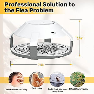 Rechargeable Flea Traps for Inside Your Home 2 Pack, Upgrade Indoor Electric Flea Trap with LED Light, Flea Insect Infestation Treatment Trap for Home and Garage W/8 Sticky 6.5” Disc Refills