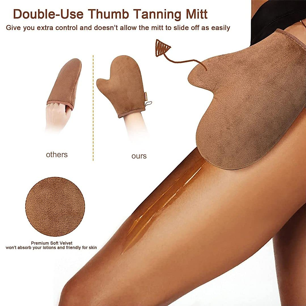 CeleCily Self Tanning Mitt Applicator - 3 in 1 Tanning Mitts Self Tanner Mitt Applicator Self Tanning Glove for Self Tan Mit Sunless Tanner Mitt Self Tanner Glove With Thumb Ultra Soft Spray Tan Mitt
