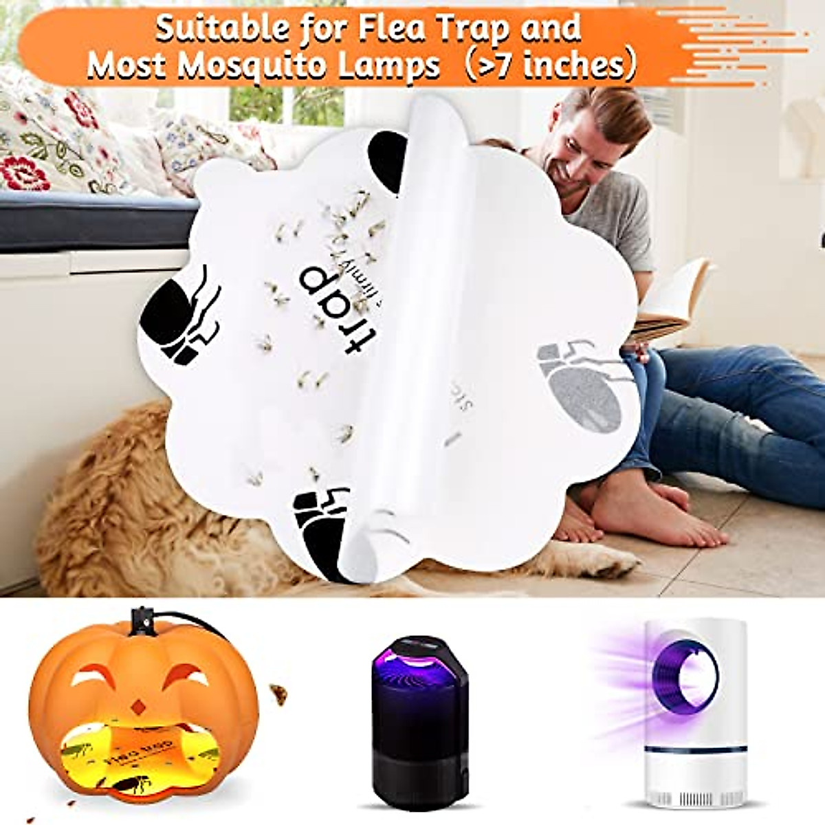 Flea Trap Refills,Discs Replacement Sticky Glue Pads Fits Most Models Flea Bed Bug Traps for Inside Your Home,Non-Toxic Odorless Eco-Friendly Family and Pet Safe(10 Pack)