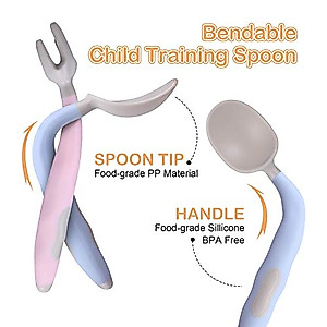 Toddler Kids Forks and Spoons Utensils - Baby Raise Feeding Utensils Set Easy Grip Bendable, Children Feeding Training Tableware Designed for First SelfFeeding Learning with Travel Case (Yellow)