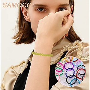 SAMOCO 24Pcs 6mm Beaded Stretch Bracelet Handmade Round Glass Bracelet for Women Multicolor Matte Beads Elastic Bracelet