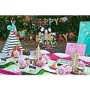 Camping Happy Birthday Banner, Glittery Camping Birthday Banner, Camping Birthday Party Decorations, Boys GirlS Camping Birthday Party Supplies Indoor Outdoor Home Yard Campsite Birthday Decor