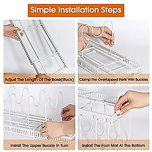 GZHXHMY Expandable Pot and Pan Organizer for Cabinet,Pot Rack with 10 Adjustable Compartment Kitchen Storage (Black)