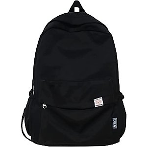 LELEBEAR Sage Green Backpack for School, Backpack Aesthetic for Teen Girls, Large-capacity Casual Rucksack Kawaii Backpack (Black)