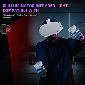 Ir Light for Quest 2, WATAHEL IR Illuminator Infrared Light for Oculus Quest 2 Accessories with Power Adapter, Enhance Hand Tracking Sensitivity in Dark, Infrared VR Light Immersive No-Light Disturban