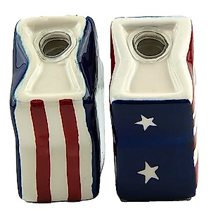 Patriotic 4th of July Stars & Stripes Salt and Pepper Shakers with a Tray