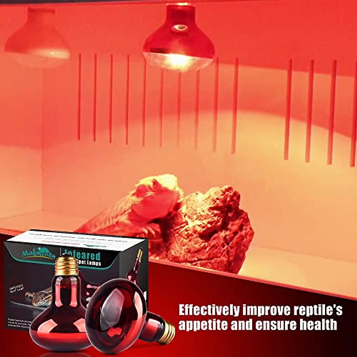 Ordekcity Reptile Heat Lamp Bulb 100W UVA Basking Spot Heat Lamp Reptile Light Tortoise Light Turtle Bulb for Animals Bearded Dragon-2 Pack