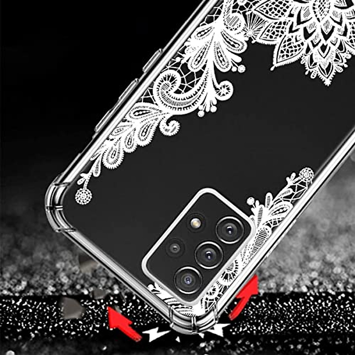YJROP (3-Pack) for Samsung Galaxy A53 5G Case, Soft Clear TPU [Scratch-Resistant] Drop Silicone Bumper Protection Shockproof Phone Case Cover for Samsung Galaxy A53 5G,Flower