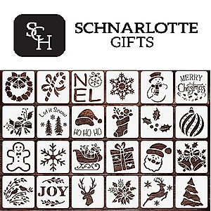 Set of 24 Christmas Holiday Stencils for Drawing or Painting on Wood, Paper, Vinyl or Plastic - Reusable Painting Stencil Sheets – Holiday Stencils for Decorating, Sign Making, Parties and Ornaments!