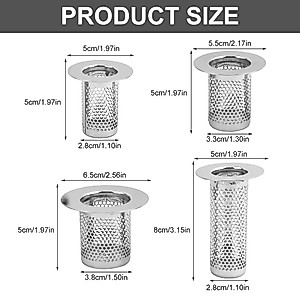 4 Pack Hair Catcher Shower Drain Strainer, Stainless Steel Floor Drain Strainer, Sink Tub Drain Stopper for Bathroom Washbasin Bathtub Drain(Silver)