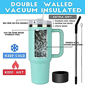 40 oz Tumbler with Handle and Straw Lid,Stainless Steel Travel Mug Water Bottle Cup,Reusable Insulated Vacuum splashproof Cup,for Car,Home,Office,Gifts