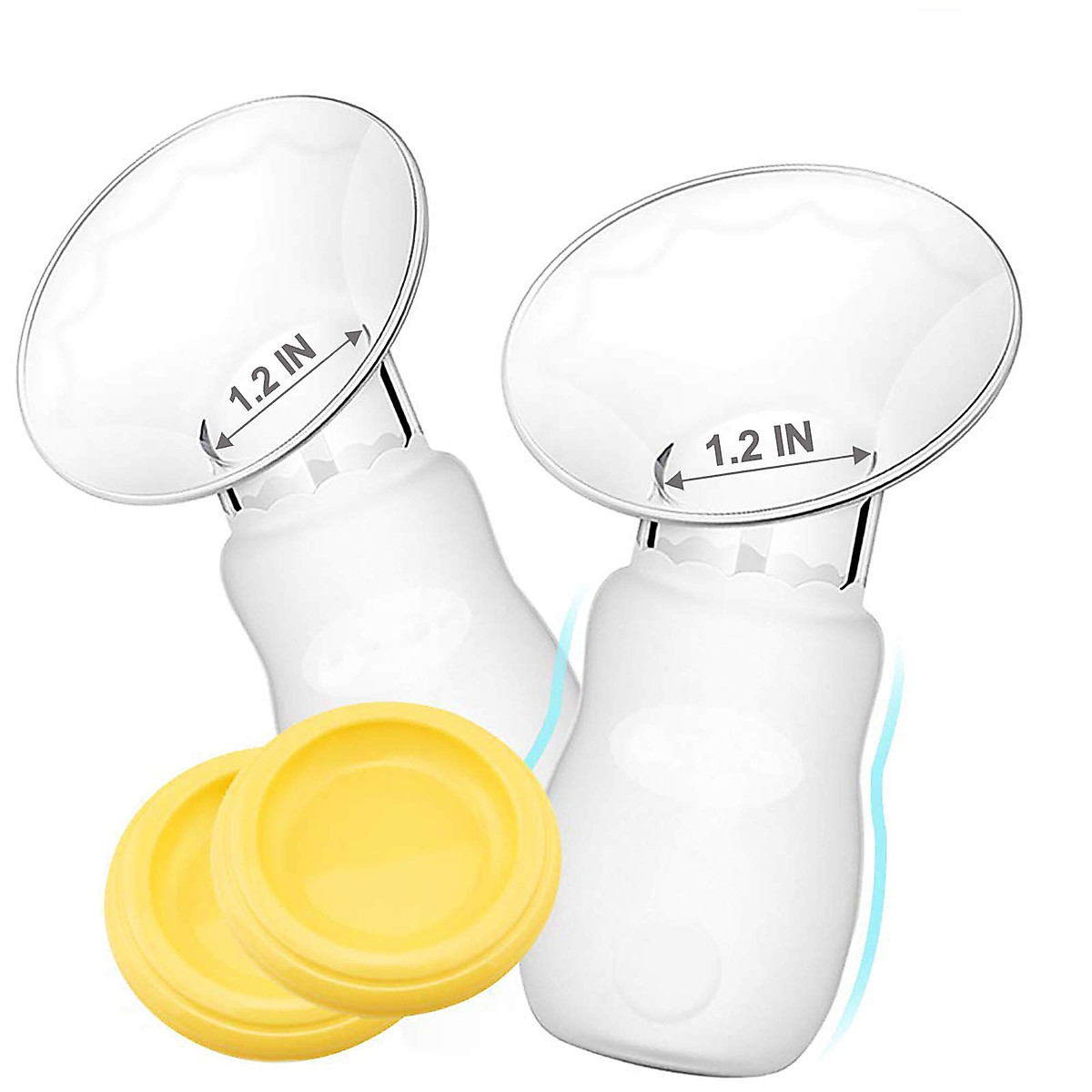 2 Pack Silicone Manual Breast Pump with Protective Lid, 100% Food Grade Silicone, Whole Shaped Technology, BPA-Free(Yellow)