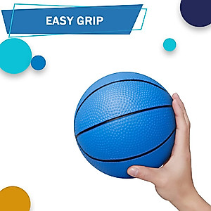 5 Inch PVC Mini Basketball for Indoor Basketball Mini Hoops, Soft 5" Rubber Small Repacement Basketball for Over Door Basketball Hoop Sets, Little Basketballs for Kids Rainbow (6 PCS with Air Pump)