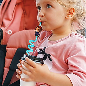 24 Encanto Party Favors Reusable Drinking Straws 8 Designs Great for Magic Movie Birthday Party Supplies with 2 Cleaning Brushes