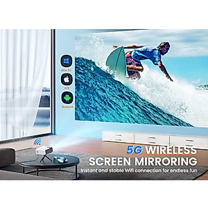 Portable Mini Projector with 5G WiFi and Bluetooth, ACROJOY 1080P Supported Movie Projector with Tripod & 240" Display, Outdoor Video Projector Compatible w/ TV Stick/HDMI/USB/PS5/iOS/Android