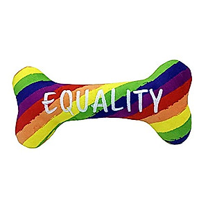 H&K for Dogs Power Plush | Pride Equality Bone (Small) | Pride Funny Dog Toy | Dog Toy with Squeaker | Dog Gift | Fun, Durable, and Safe | Squeaky Dog Toy