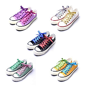 MarJunSep Shimmery glitter 42" Solid Colors Flat Shoelaces Shoe Laces strings for Teams Cheer Dance Sneakers