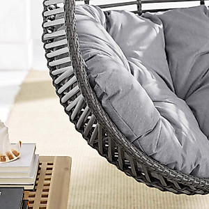 Modway Garner Outdoor Patio Wicker Rattan Teardrop Swing Chair in Gray Gray