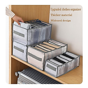 2 Pack Wardrobe Clothes Organizer, 9 Compartment Large Clothes Drawer Organizer Closet Divider with Handle, Widen Thicken Washable Foldable Clothes Storage Box for Jeans Pants Leggings Folded Clothes