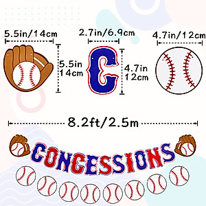 VILIFEVER 2 Pieces Baseball Concessions Banner for Baseball Themed Baby Shower Decorations, Baseball Birthday Banner Garland Baseball Bunting Indoor Outdoor Decor