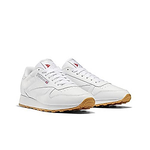 Reebok unisex adult Classic Leather Sneaker, Ftwr White/Pure Grey 3/ Rubber Gum-03, 11.5 Women 10 Men US