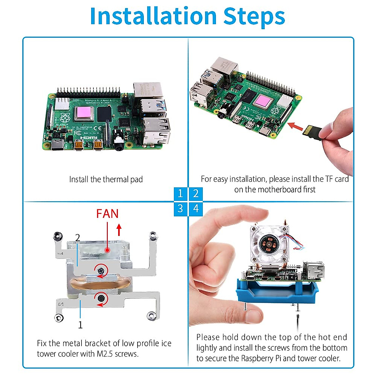 GeeekPi Mini Tower Kit with QC3.0 Power Supply for Raspberry Pi 4, Pi 4 Case with ICE Tower Cooler, 0.96'' OLED Module, RGB Fan, Heatsink, GPIO Expansion Board for Raspberry Pi 4 Model B