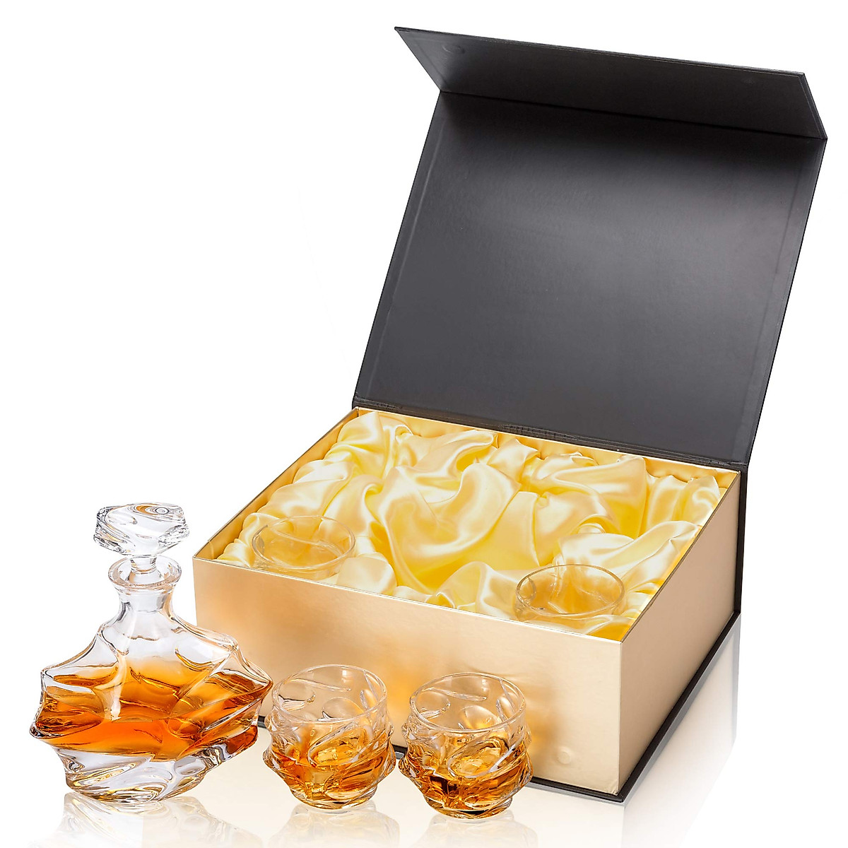 KANARS Crystal Whiskey Decanter Set, 27 Oz Emperor Decanter with Old Fashioned Glasses for Liquor Bourbon Scotch Tequila Snifter, Unique Christmas Gifts for Men Dad Grandpa Brother Adult