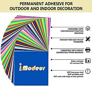 IModeur Permanent Adhesive Vinyl Bundle - 86 Pack Vinyl Sheets (12”x12”, Glossy, Matte, Metallic) for Most Cutting Machines and Party Decoration, Sticker, Craft Cutter, Car Decal